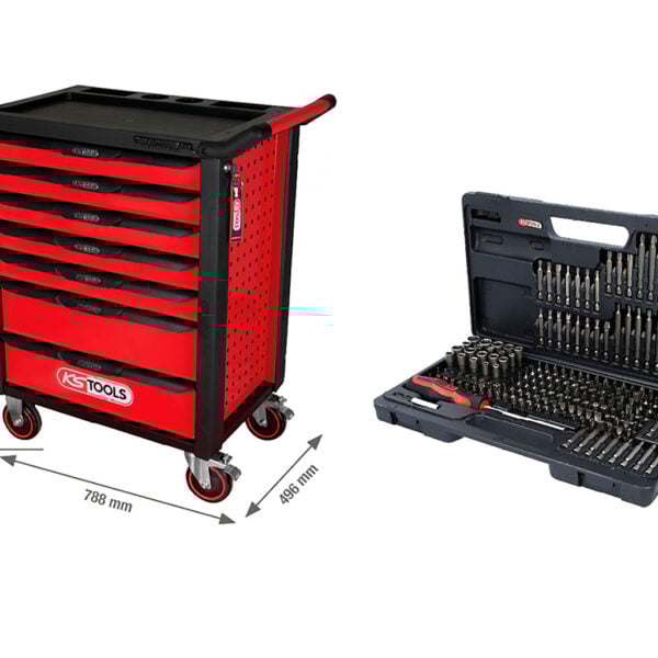 KS Tools Racing line työkaluvaunu, 598 osaisella työkalusarjalla ...